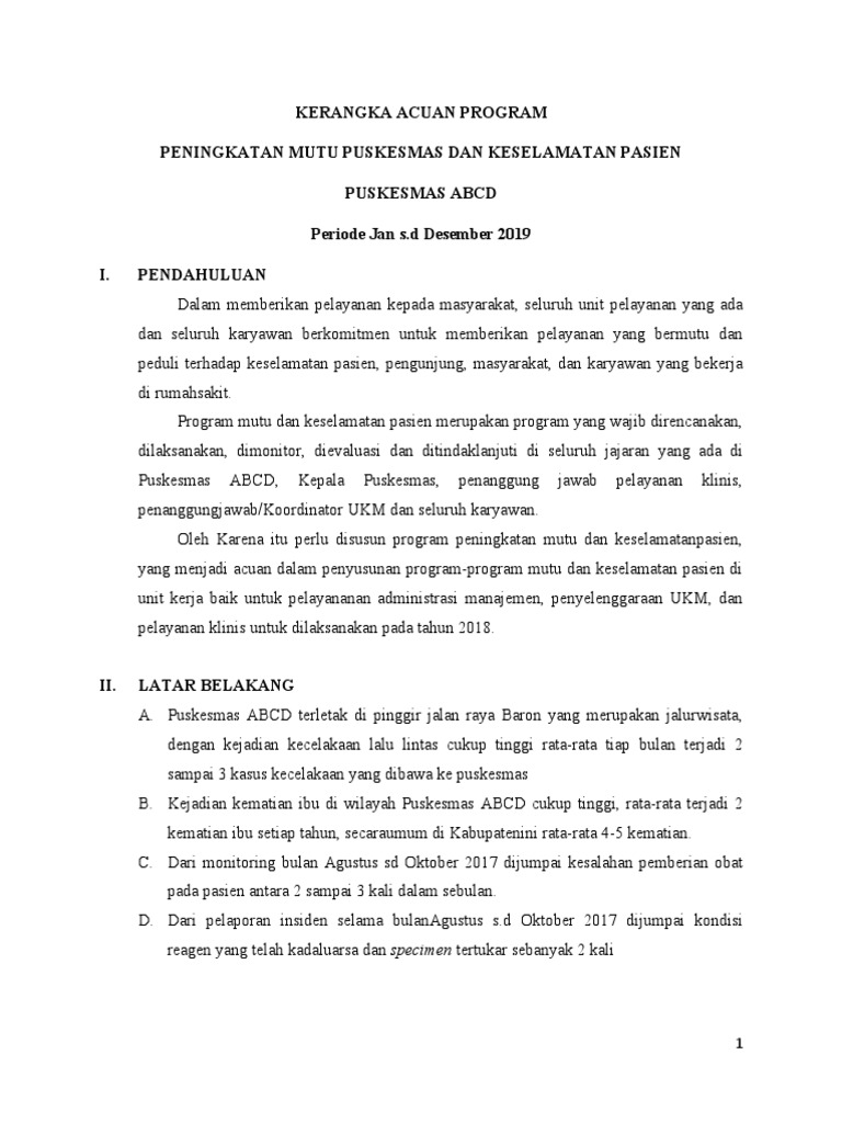 14.b. Rev 2019 Contoh Program Peningkatan Mutu Puskesmas | PDF | Sains ...