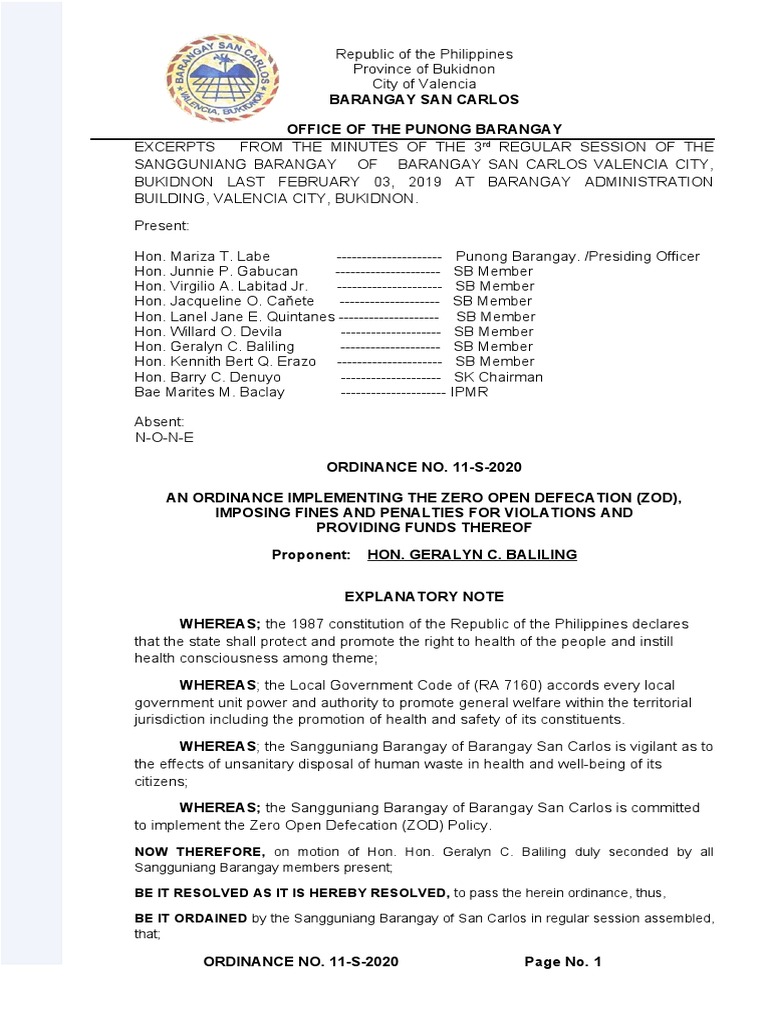 11-S-2020 Zero Open Defecation | PDF | Local Ordinance | Fine (Penalty) 11-S-2020 Zero Open Defecation | PDF | Local Ordinance | Fine (Penalty)