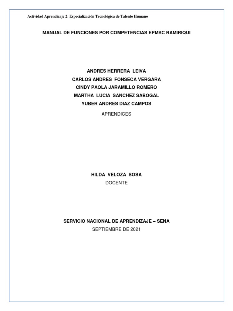 Actividad 2 - Manual de Funciones CPMS RAMIRIQUI . | PDF