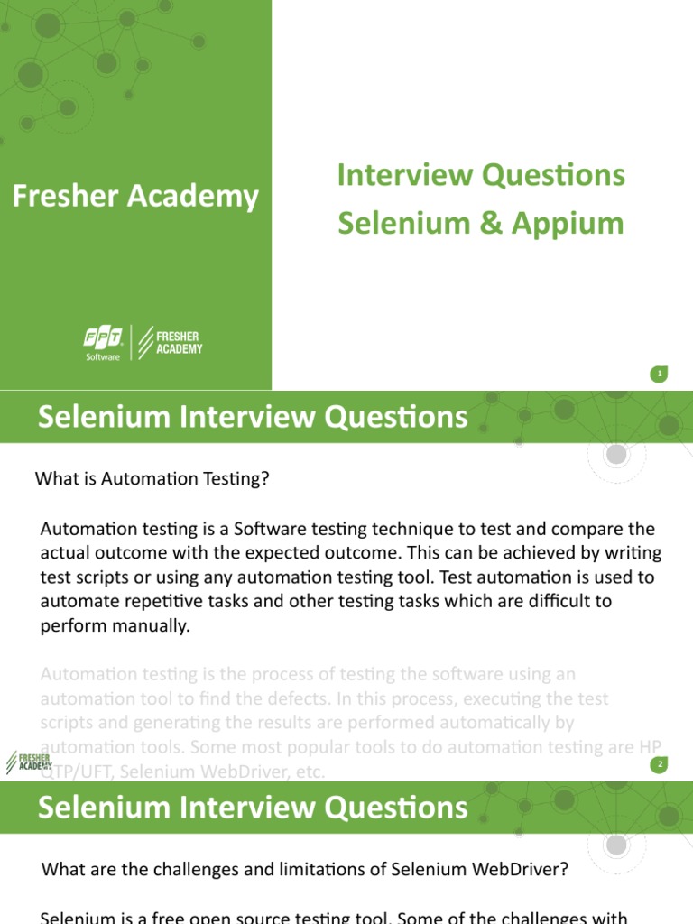 Interview Questions Selenium & Appium: Fresher Academy | PDF | Selenium ...