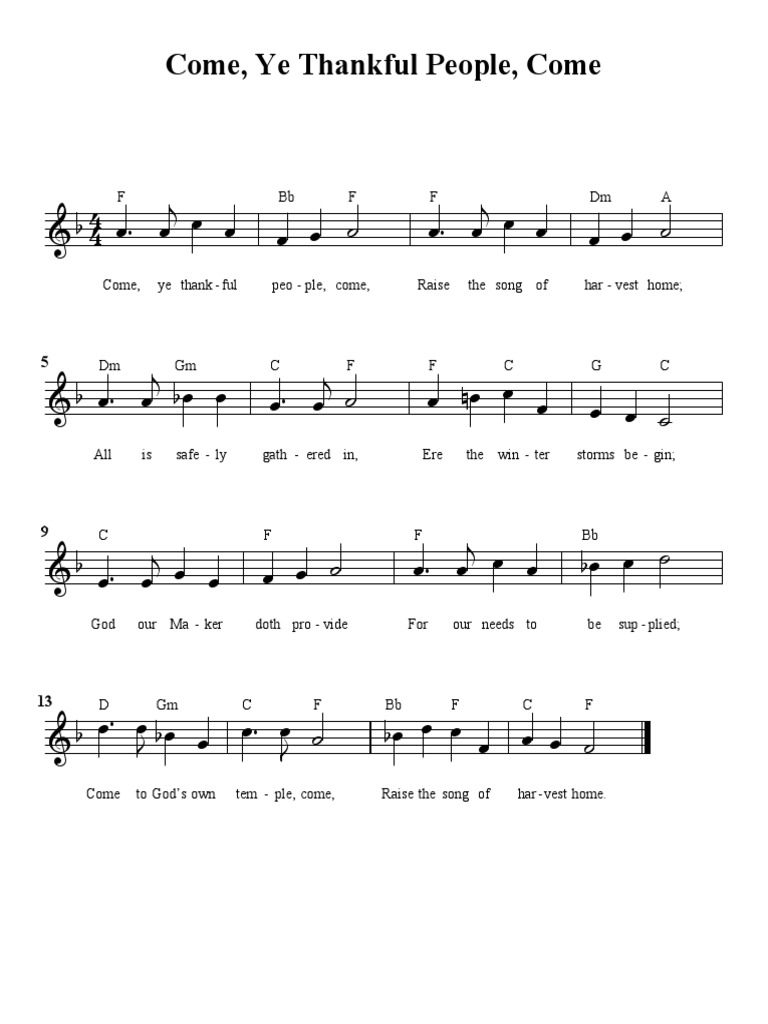 Come Ye Thankful People Come Simple | PDF