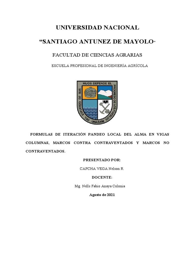 Formulas de Iteracion Pandeo Local Del Alma en Vigas Columnas, Marcos ...