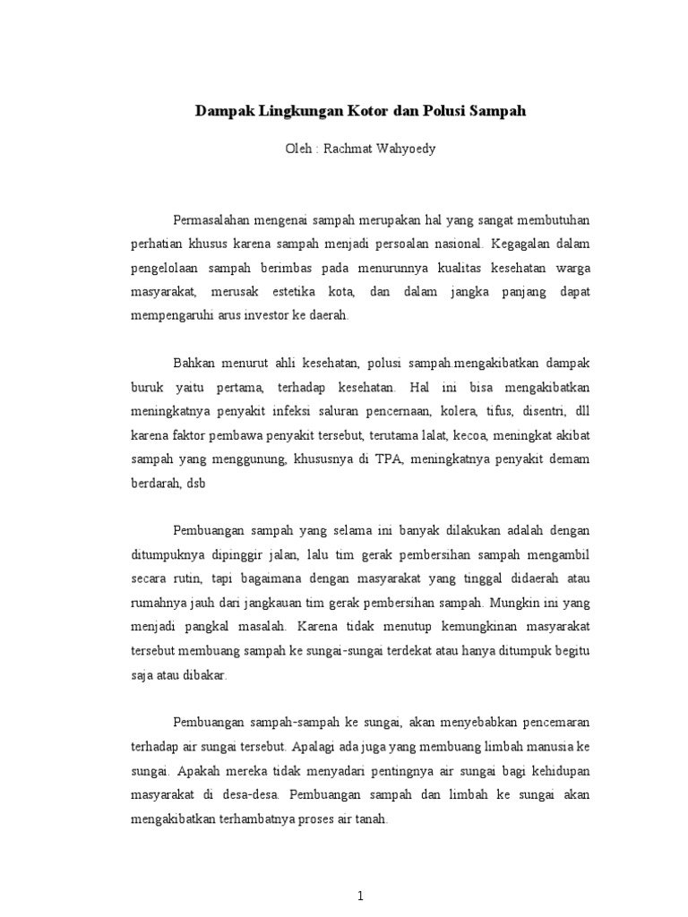 Dampak Lingkungan Kotor Dan Polusi Sampah | PDF