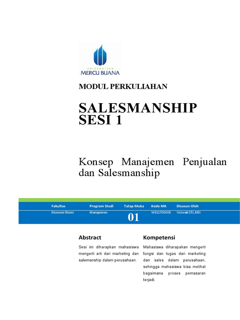 Modul Sesi 1 Salesmanship | PDF