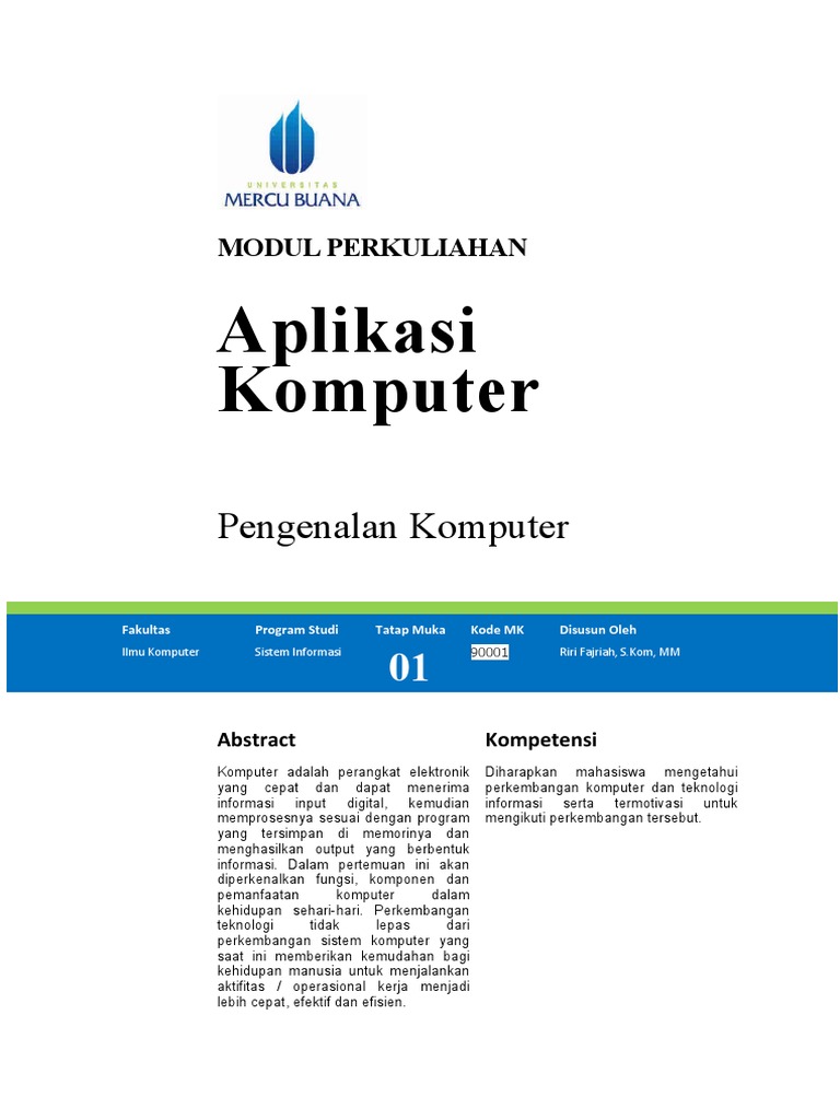 Modul Aplikasi Komputer (TM1) | PDF