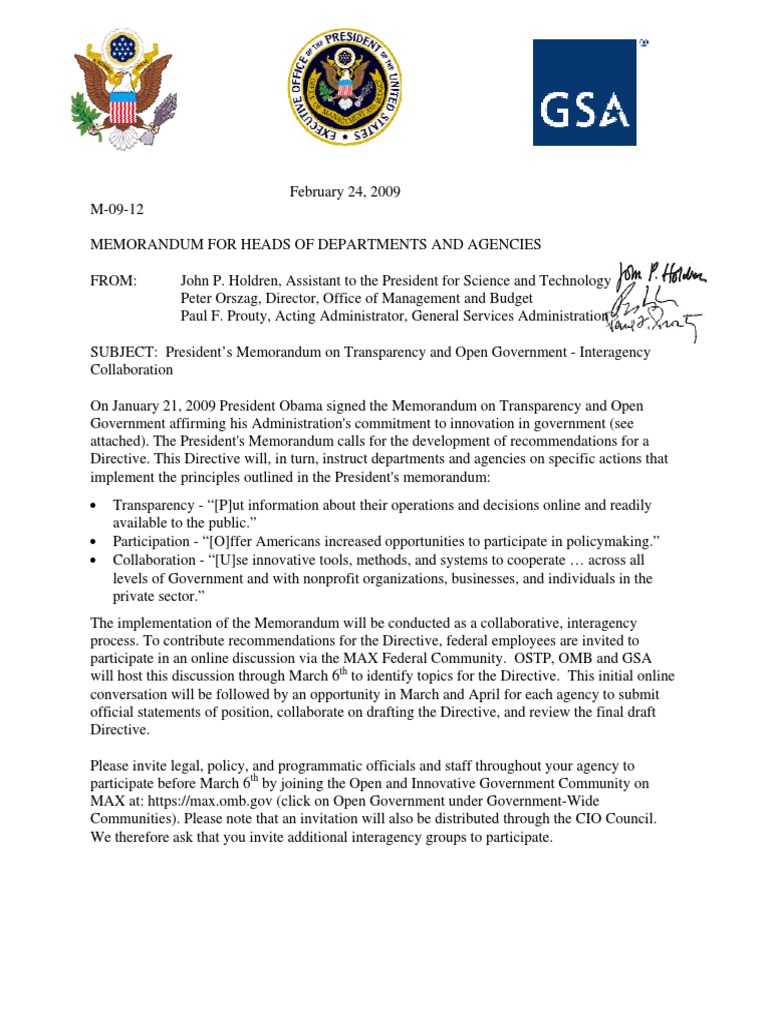 OMB M09-12 (2009) : OMB Memorandum For Heads of Departments and ...