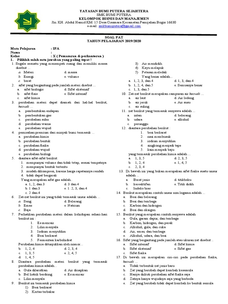 Soal Ipa Semester 2 | PDF