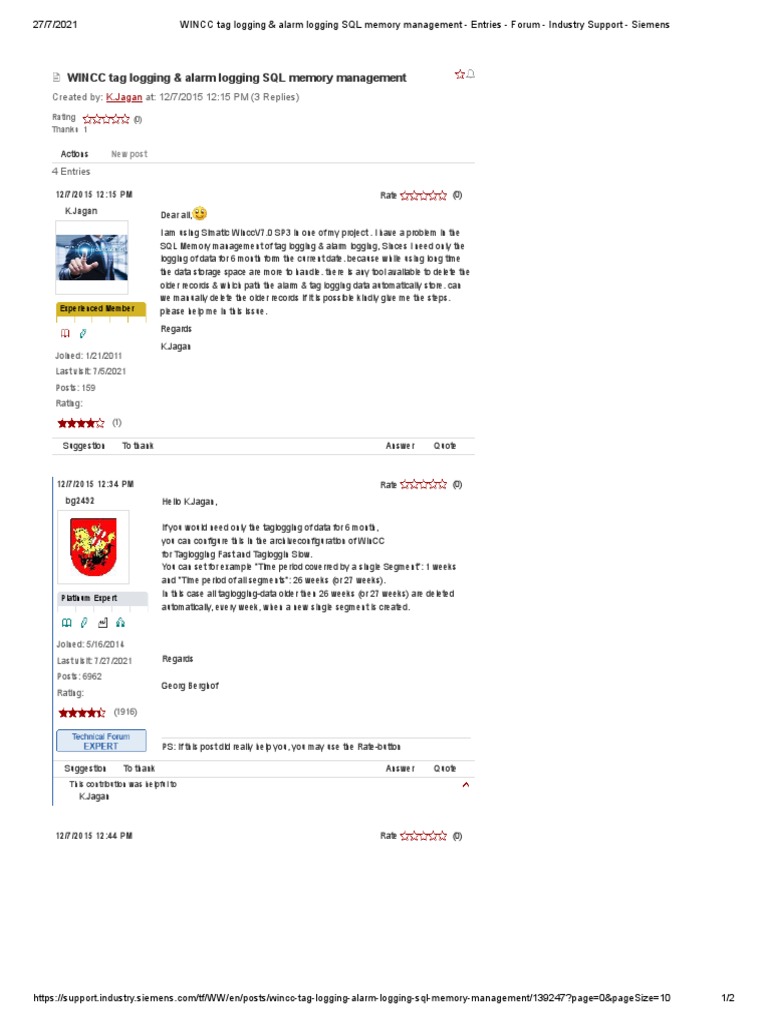 Management Memory - SQL - WinCC Tag Logging and Alarm Logging - Web | PDF | Computer File ...