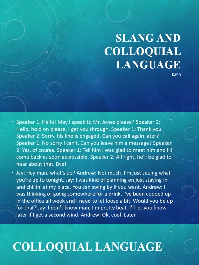 Day 4. Slang and Colloquial Language | PDF | Slang | Lexicology