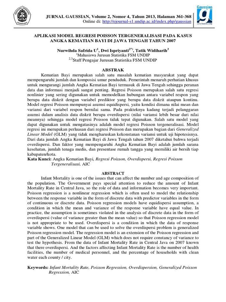 ID Aplikasi Model Regresi Poisson Tergenera | PDF