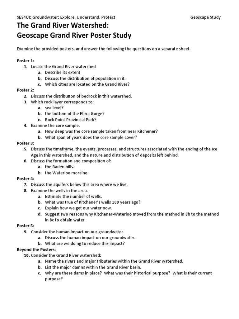 The Grand River Watershed: Geoscape Grand River Poster Study | PDF