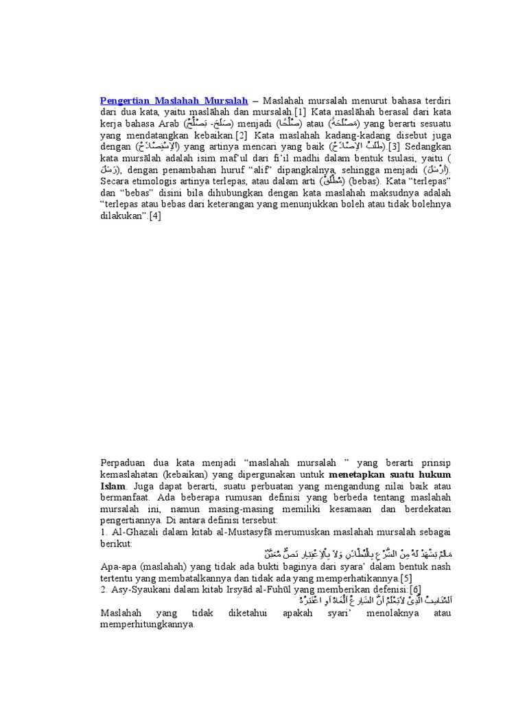 Pengertian Maslahah Mursalah | PDF