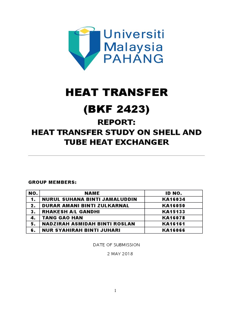 Lab Report Shell and Tube Heat Exchanger | PDF | Heat Transfer | Heat ...