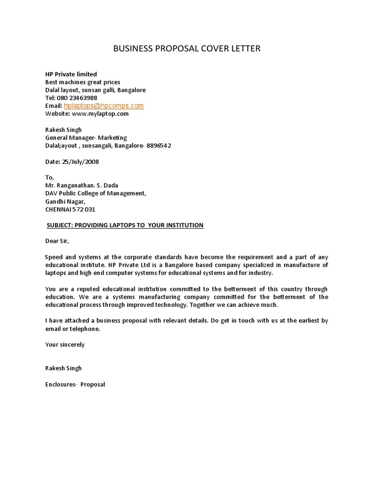 Business Proposal Cover Letter Template | PDF