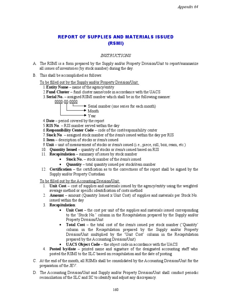 Appendix 64 - Instructions - RSMI | PDF | Business