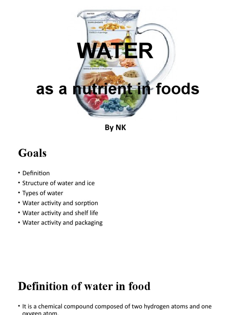 WATER As A Nutrient in Foods | PDF | Water | Humidity