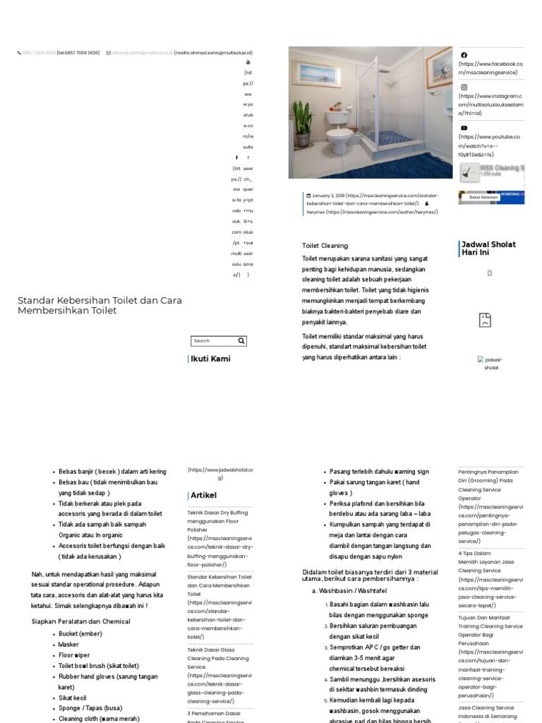 Standar Kebersihan Toilet Dan Cara Membersihkan Toilet | PDF Standar Kebersihan Toilet Dan Cara Membersihkan Toilet | PDF