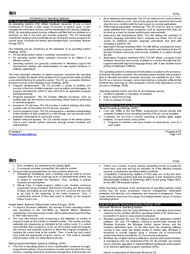 The Objectives and Functions of Operating Systems: Student - Feedback ...