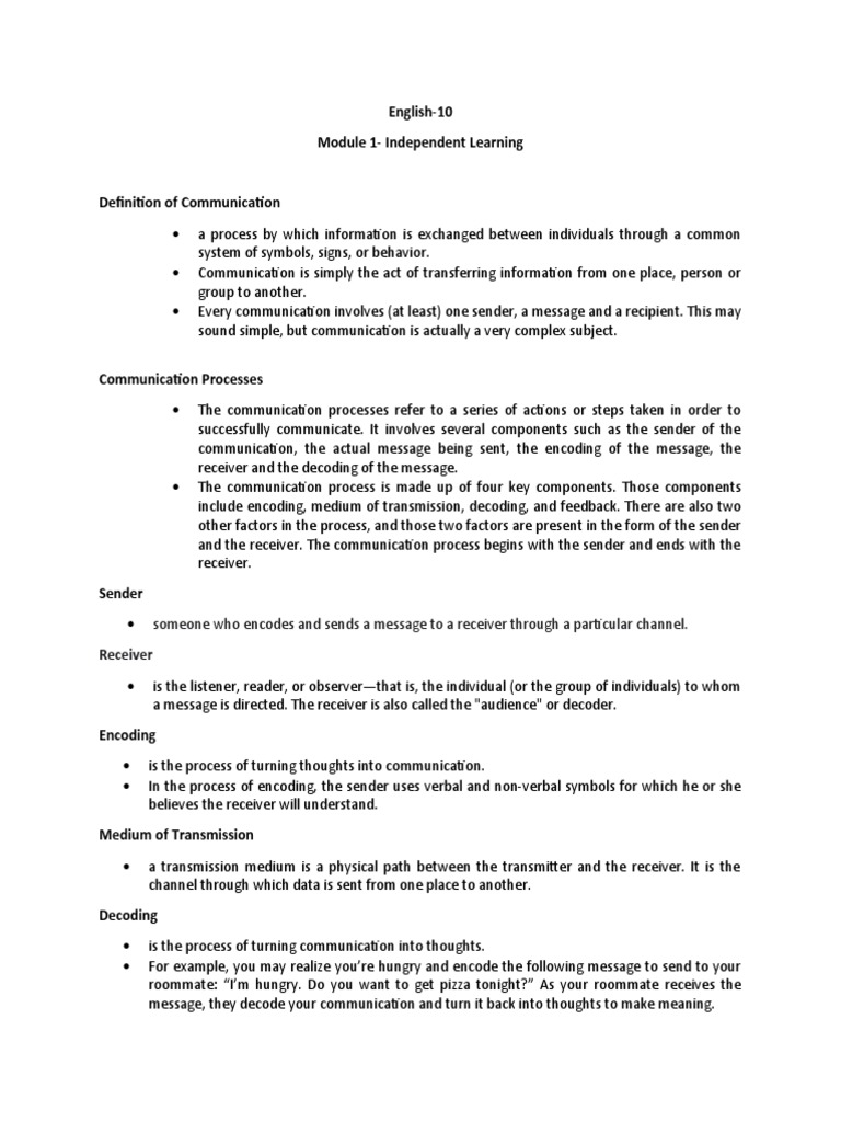 English-10 Module 1-Independent Learning | PDF | Pronoun | Verb