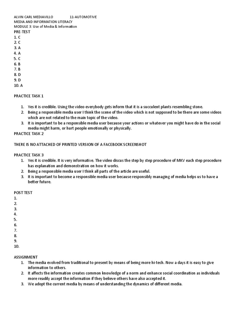 Media and Information Literacy Module 3 | PDF