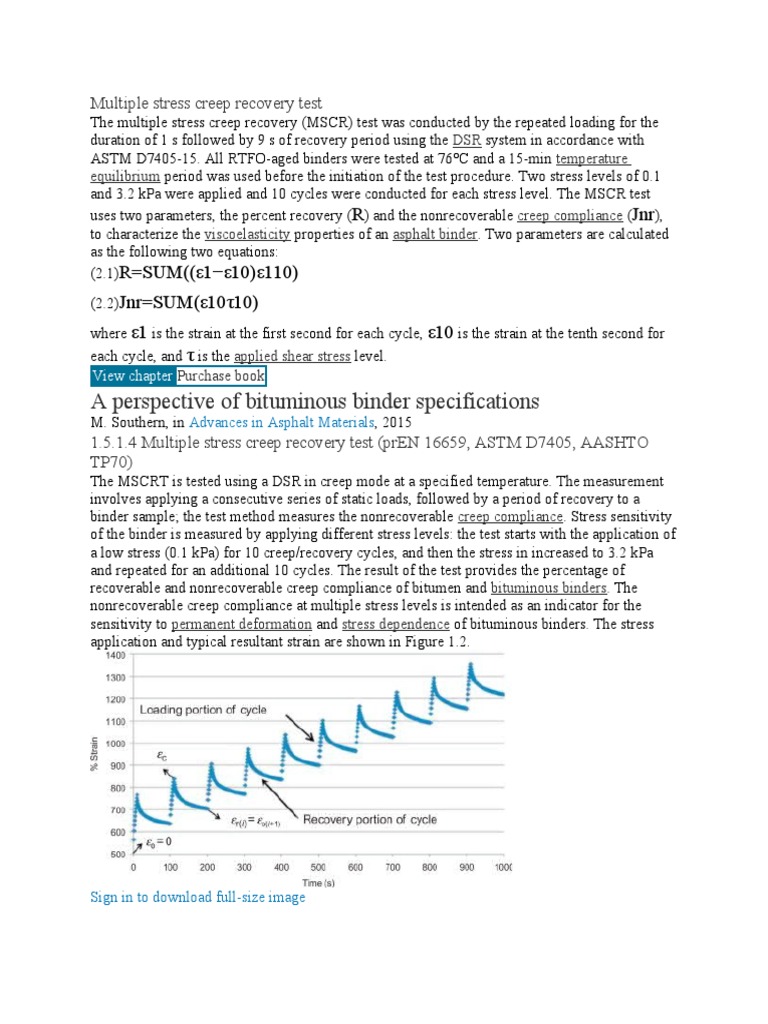 Multiple Stress Creep Recovery Test | PDF | Creep (Deformation) | Road ...