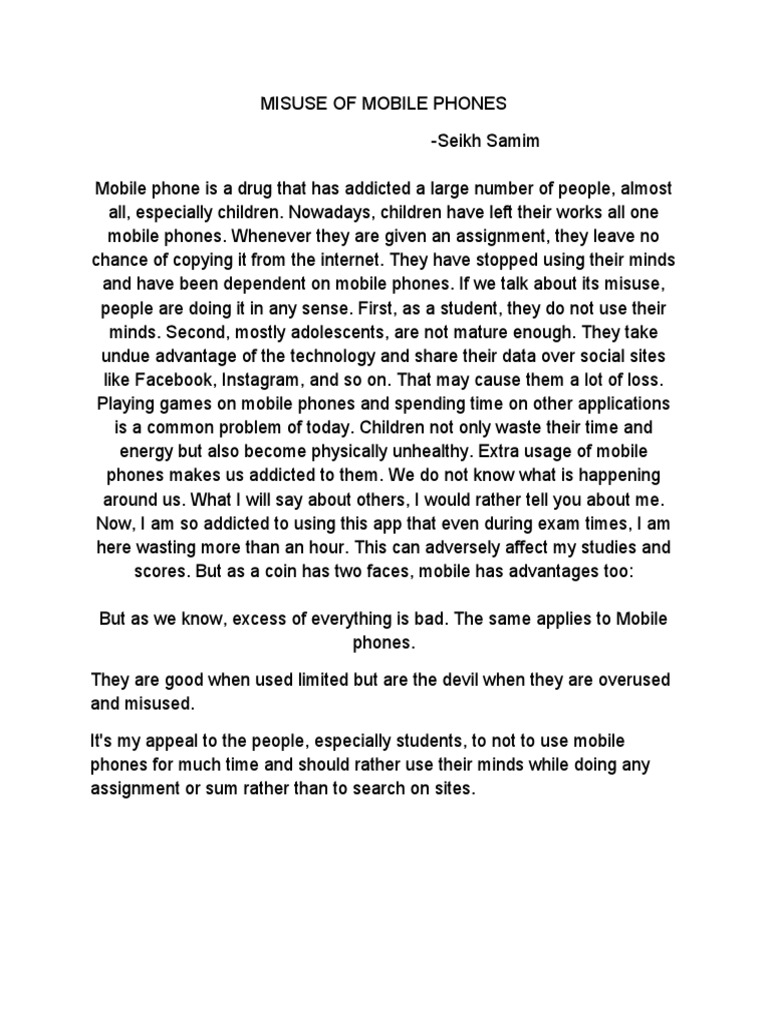 Misuse of Mobile Phones | PDF