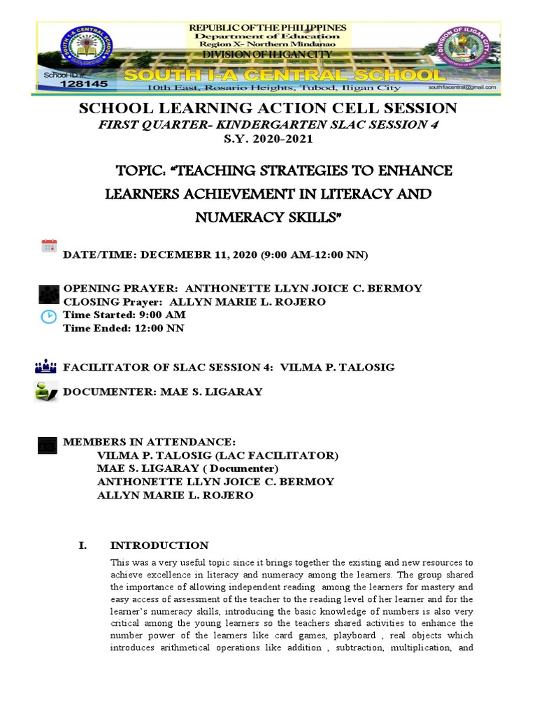 School Learning Action Cell Session | PDF | Learning | Teachers