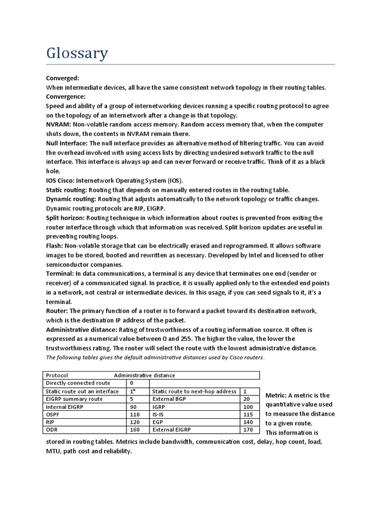 A Comprehensive Glossary of Networking and Routing Terminology | PDF | Routing | Computer Network