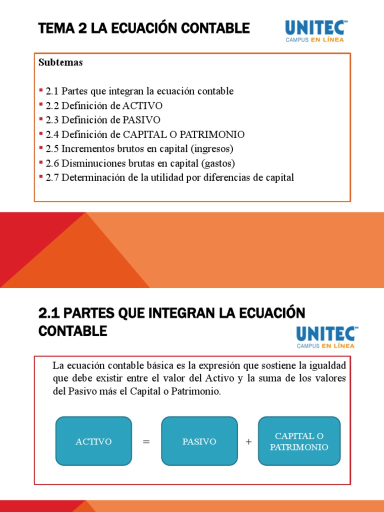 Tema 2 Ecuacion Contable | PDF | Contabilidad | Capital (economía)