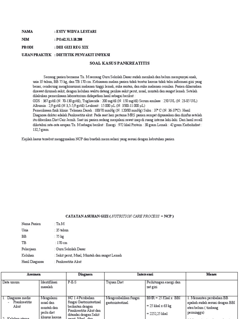 Kasus Pankreatitis (Uas Praktek) Esty Widya Lestari | PDF | Kesehatan Holistik