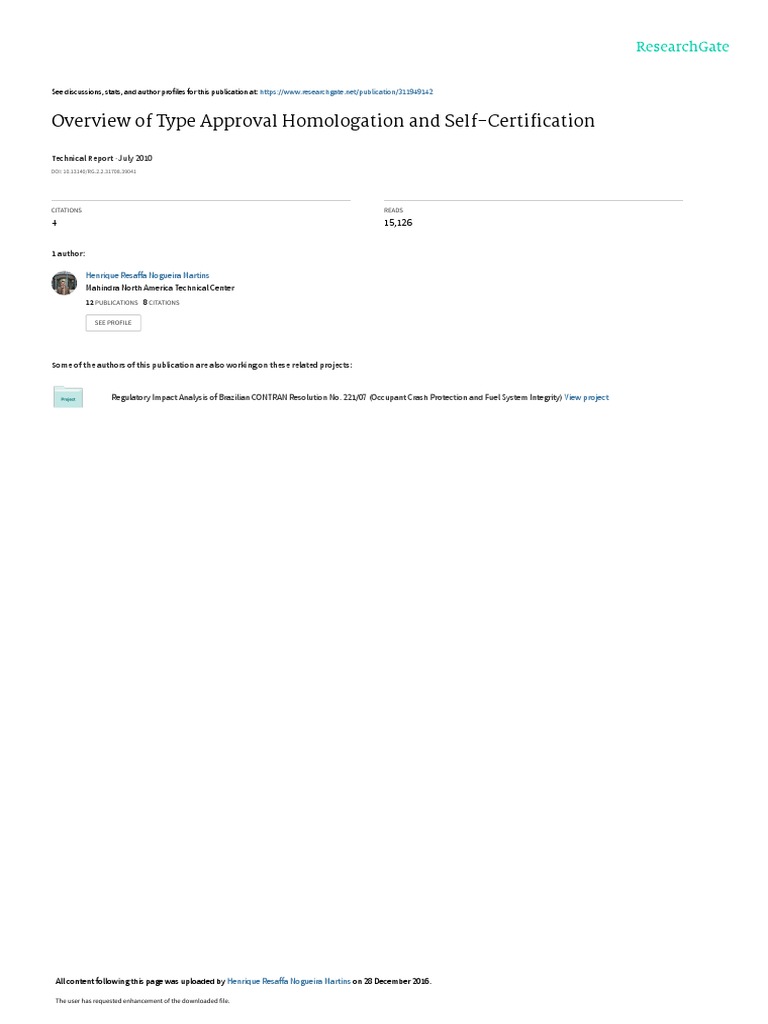 Type approval homologation and self certification overview | PDF ...