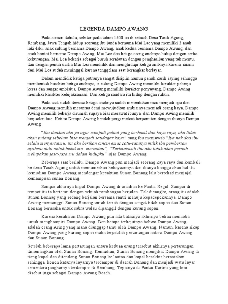 Legenda Dampo Awang | PDF