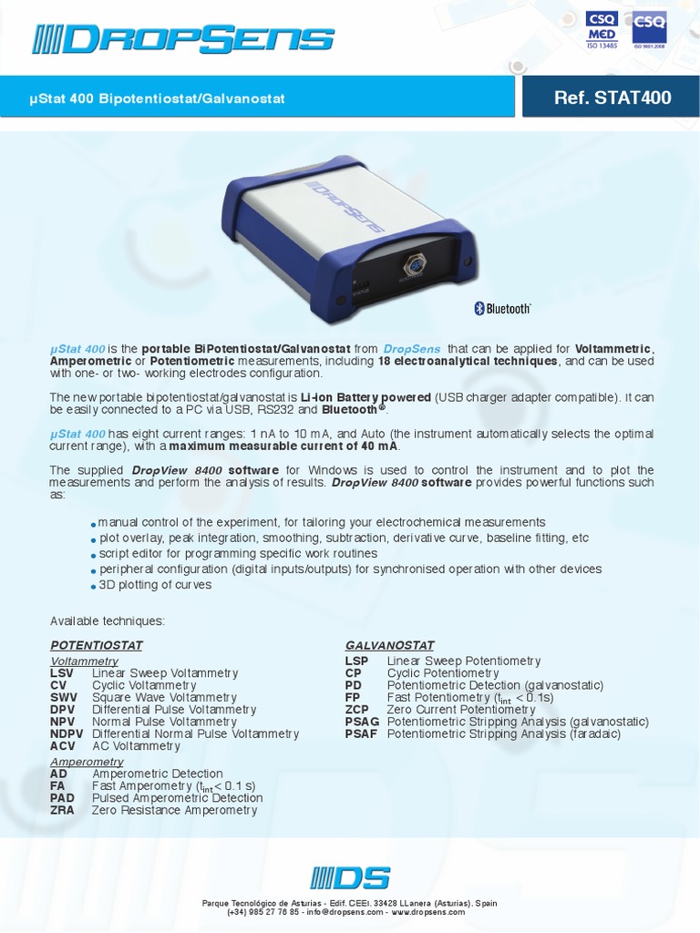 Dropsens Stat400 | PDF | Electrical Engineering | Electromagnetism