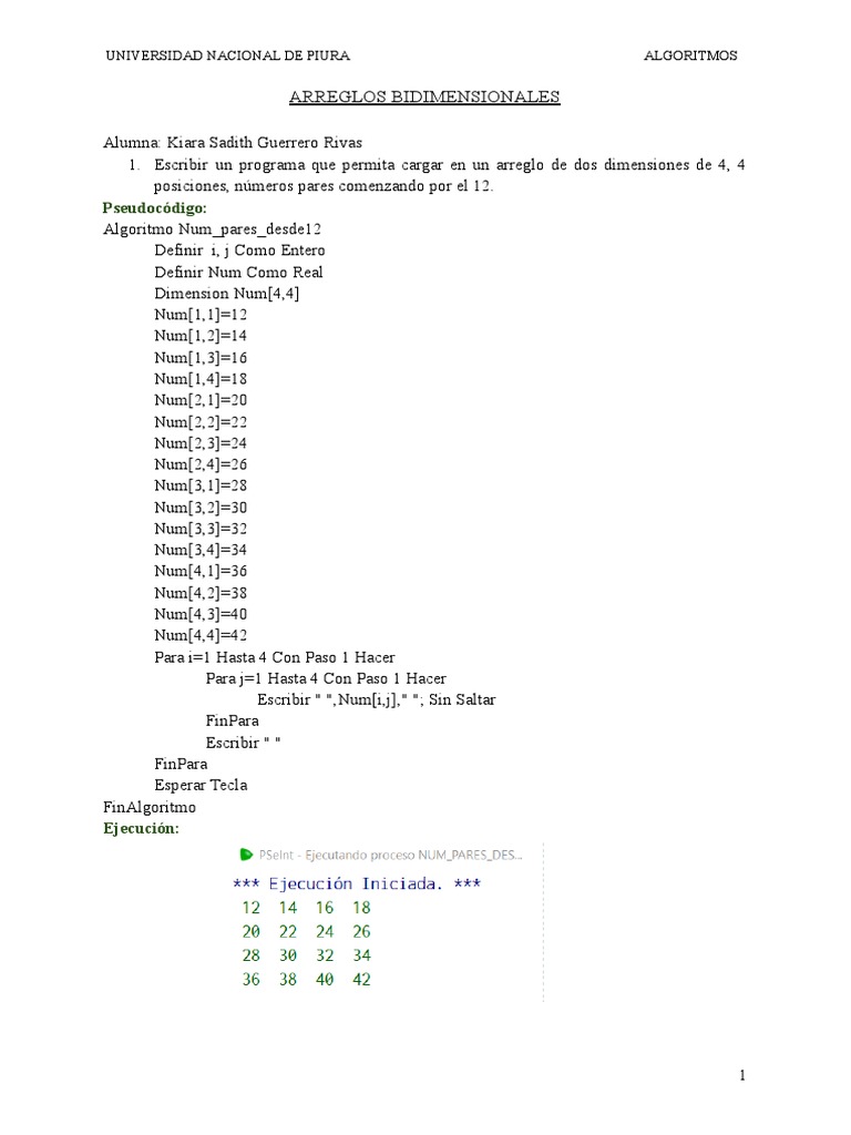 Arreglos Bidimensionales | PDF | Algoritmos | Matriz (Matemáticas)