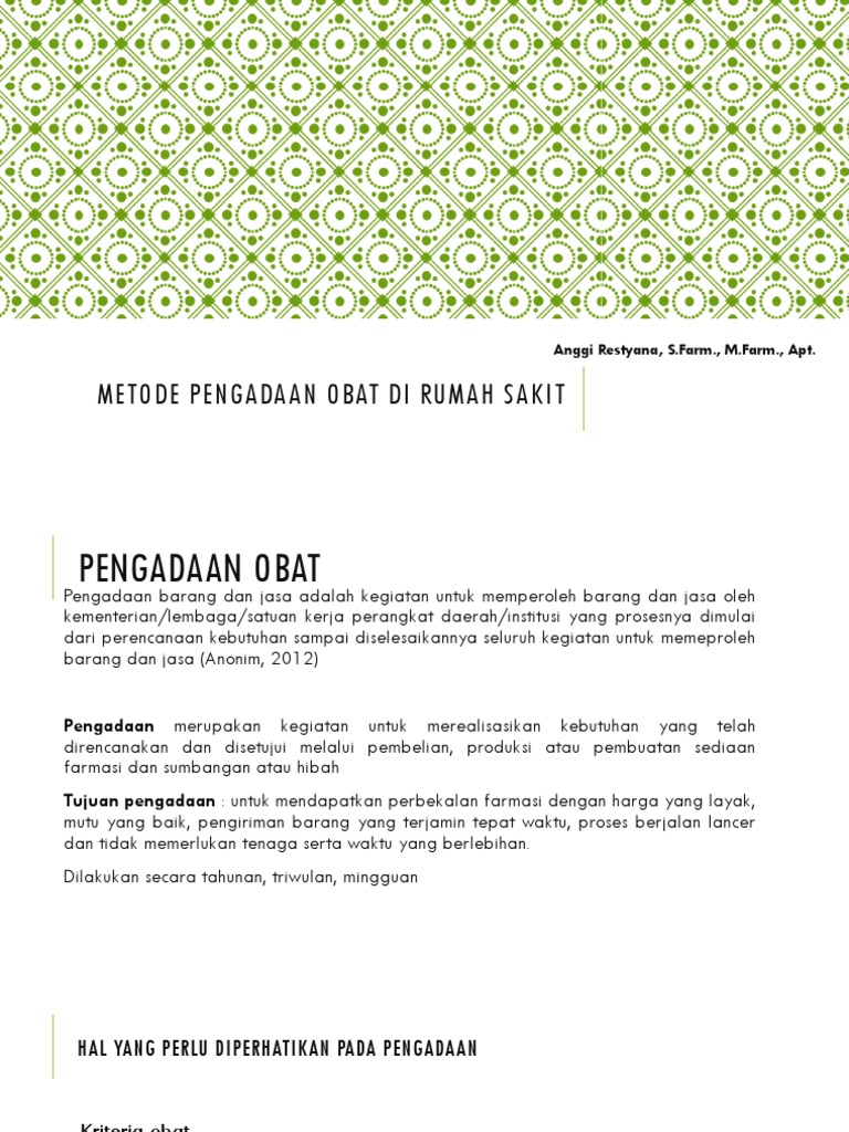 BAB 4 Metode Pengadaan Obat Di Rumah Sakit | PDF