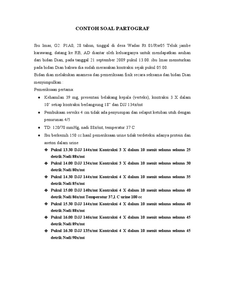Contoh Soal Partograf | PDF