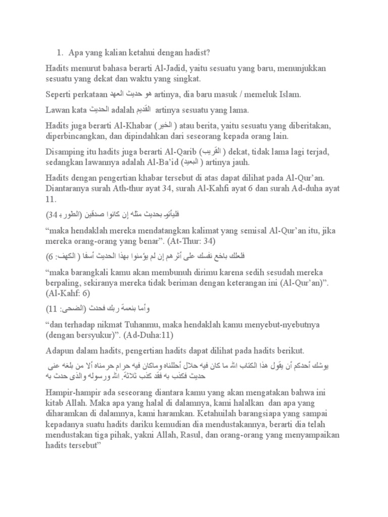 Apa Yang Kalian Ketahui Dengan Hadist | PDF
