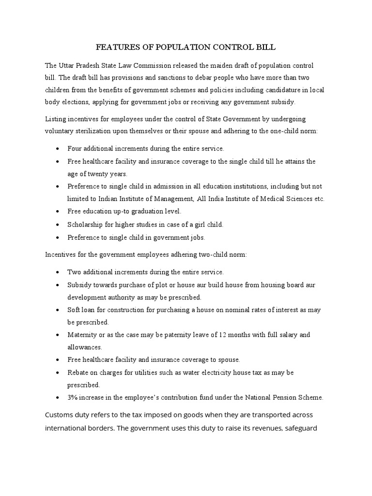 Population Control Bill | PDF