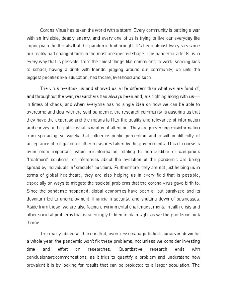 Corona Virus and Quantitative Research | PDF | Pandemic | Health Sciences