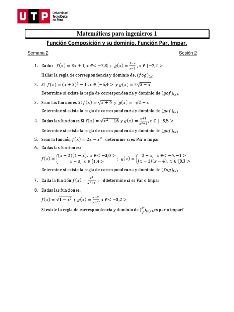 S02.s2-Ejercicios de Composicion de Funciones | PDF