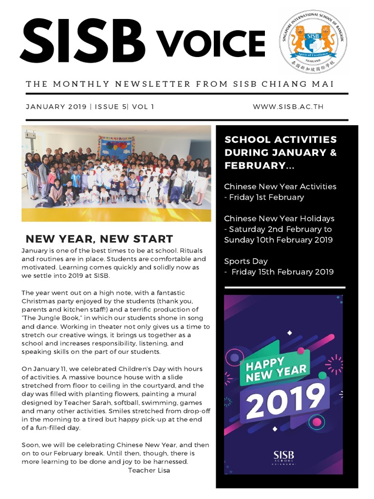 Singapore International School Newsletter January 2018 Chiang Mai ...