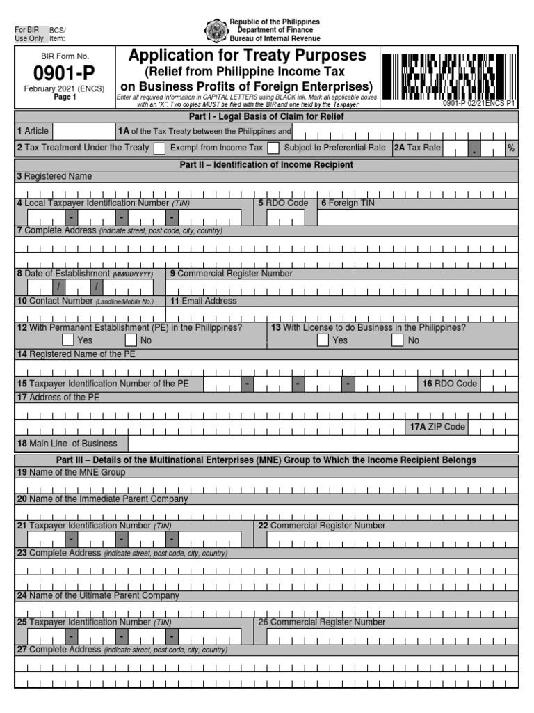 Philippines Tax Treaty Form | PDF | Taxpayer | Taxes