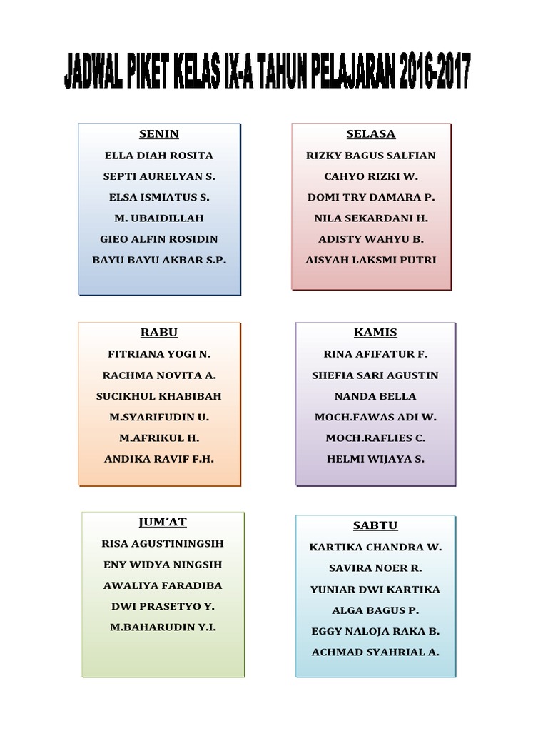 Susunan Pengurus Kelas | PDF