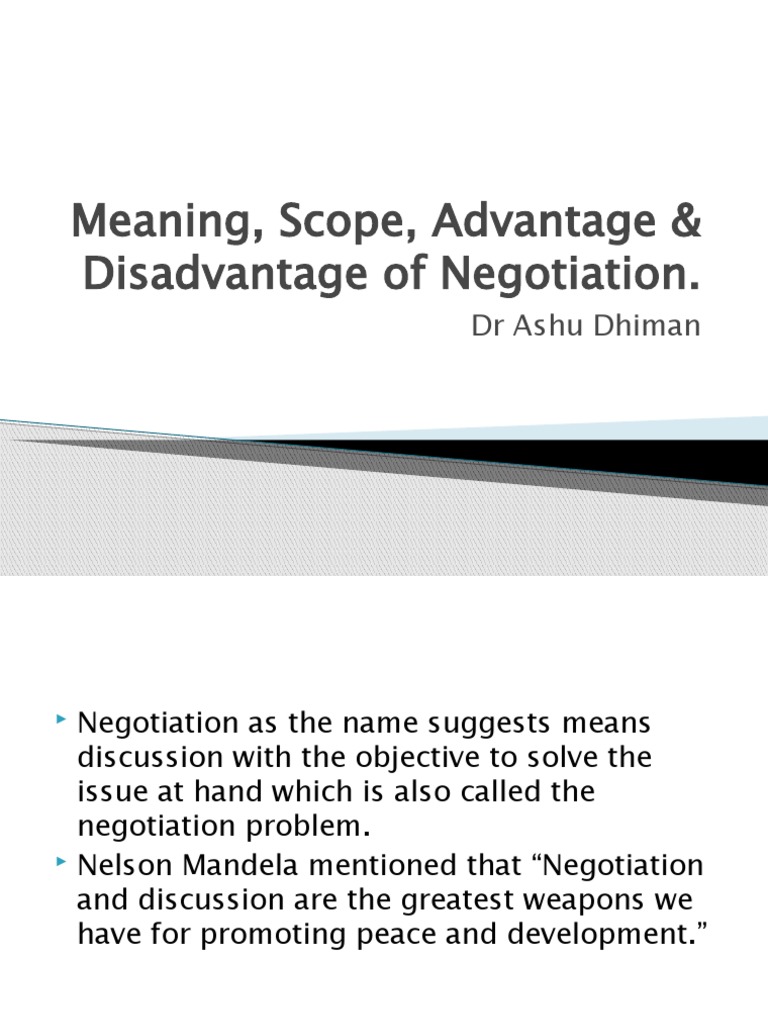 Meaning, Scope, Advantage & Disadvantage of Negotiation.: DR Ashu Dhiman | PDF | Negotiation ...