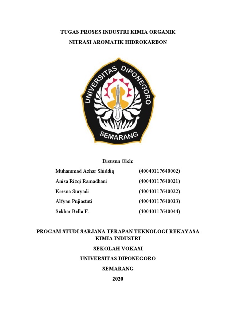 Tugas Proses Industri Kimia Organik Nitrasi Aromatik Hidrokarbon | PDF