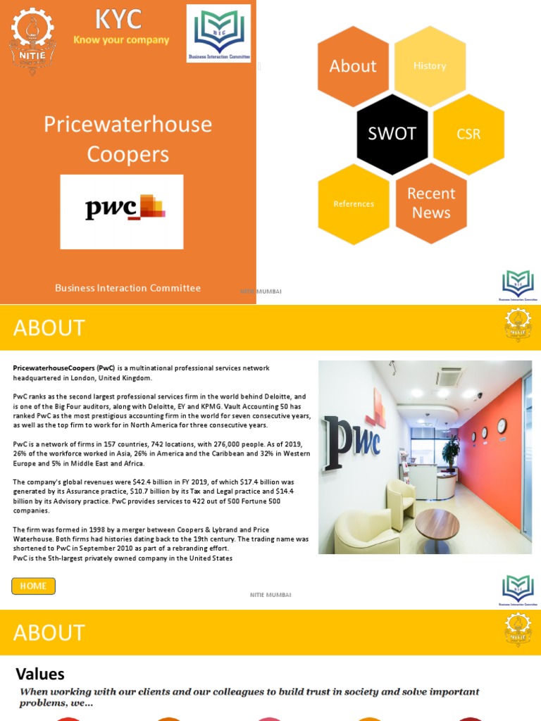 Pricewaterhouse Coopers: About | PDF | Pricewaterhouse Coopers | Business