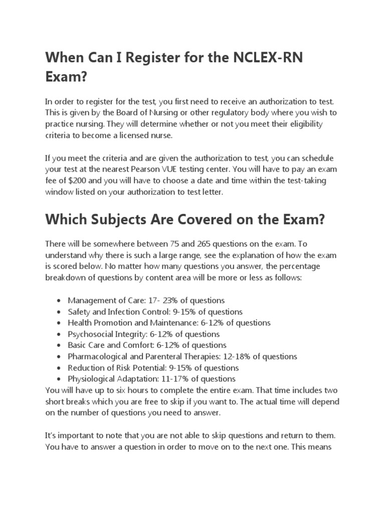 When Can I Register For The NCLEX-RN Exam? | PDF | National Council ...