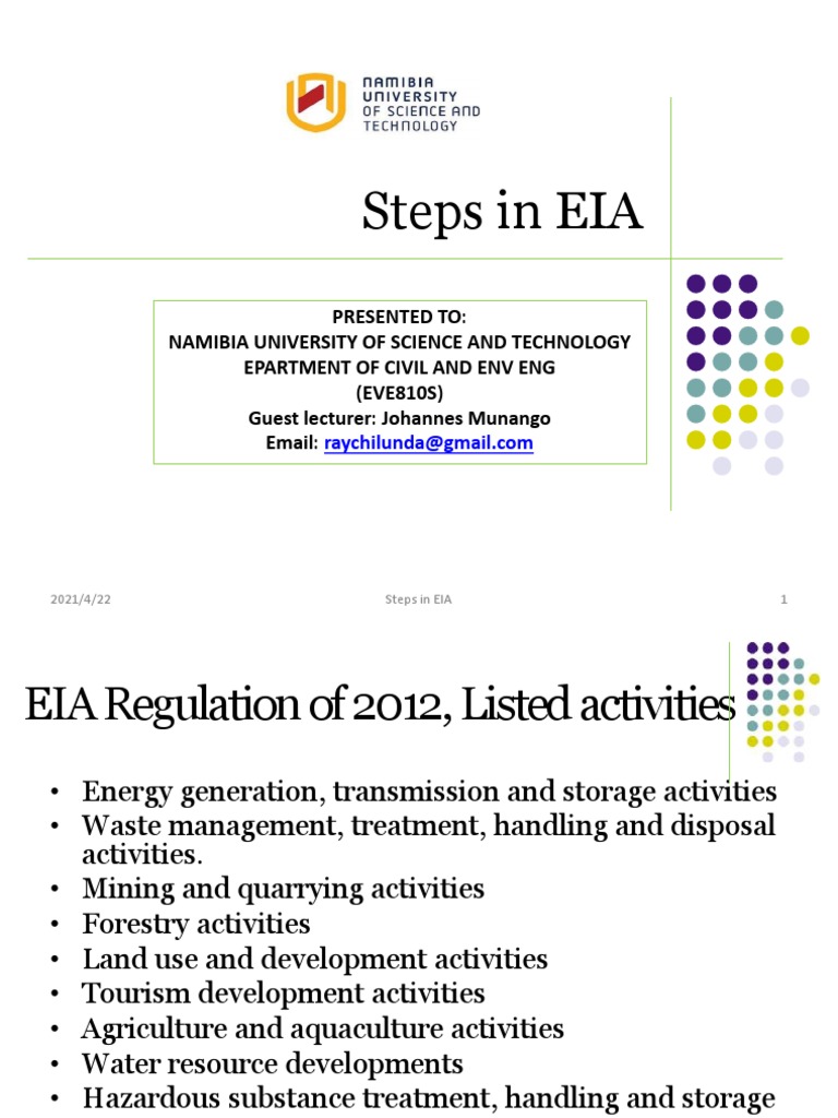 Env Eng 4 Steps in EIA | PDF | Environmental Impact Assessment | Employment