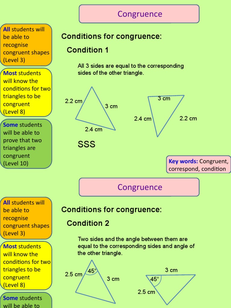 Conditions For Congruence | PDF | Triangle | Elementary Geometry