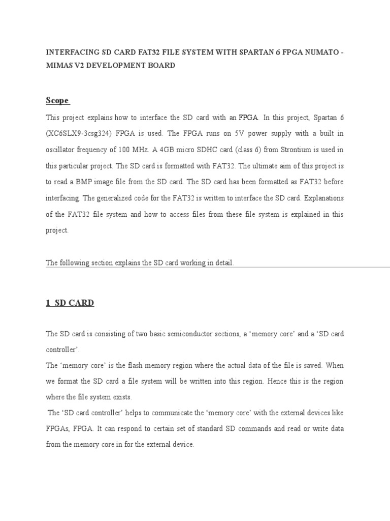Interfacing SD Card With FPGA | PDF | Booting | File System